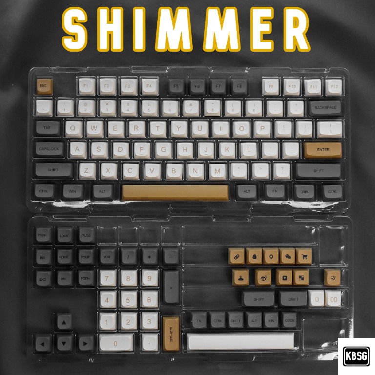 Shimmer White Grey Gold XDA Profile Keycap for Mechanical Keyboqrd ...