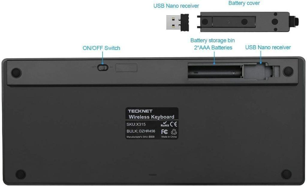 TECKNET 2.4G Wireless Keyboard For Windows 10/8/7/Vista/XP and Android ...