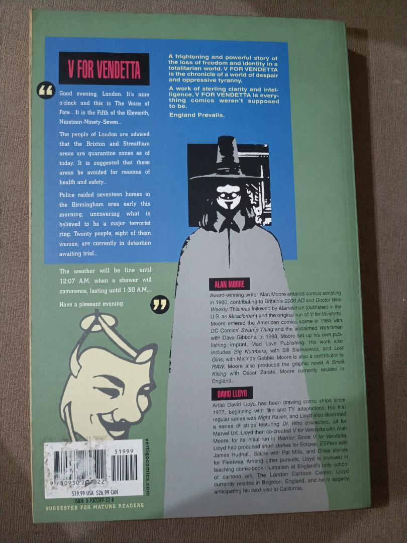 V for Vendetta by Alan Moore and David Lloyd, Hobbies & Toys, Books ...