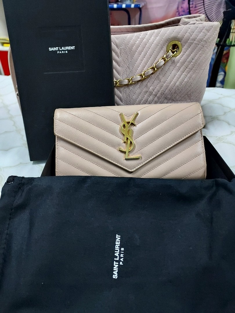 YSL large envelope wallet caviar, Luxury, Bags & Wallets on Carousell