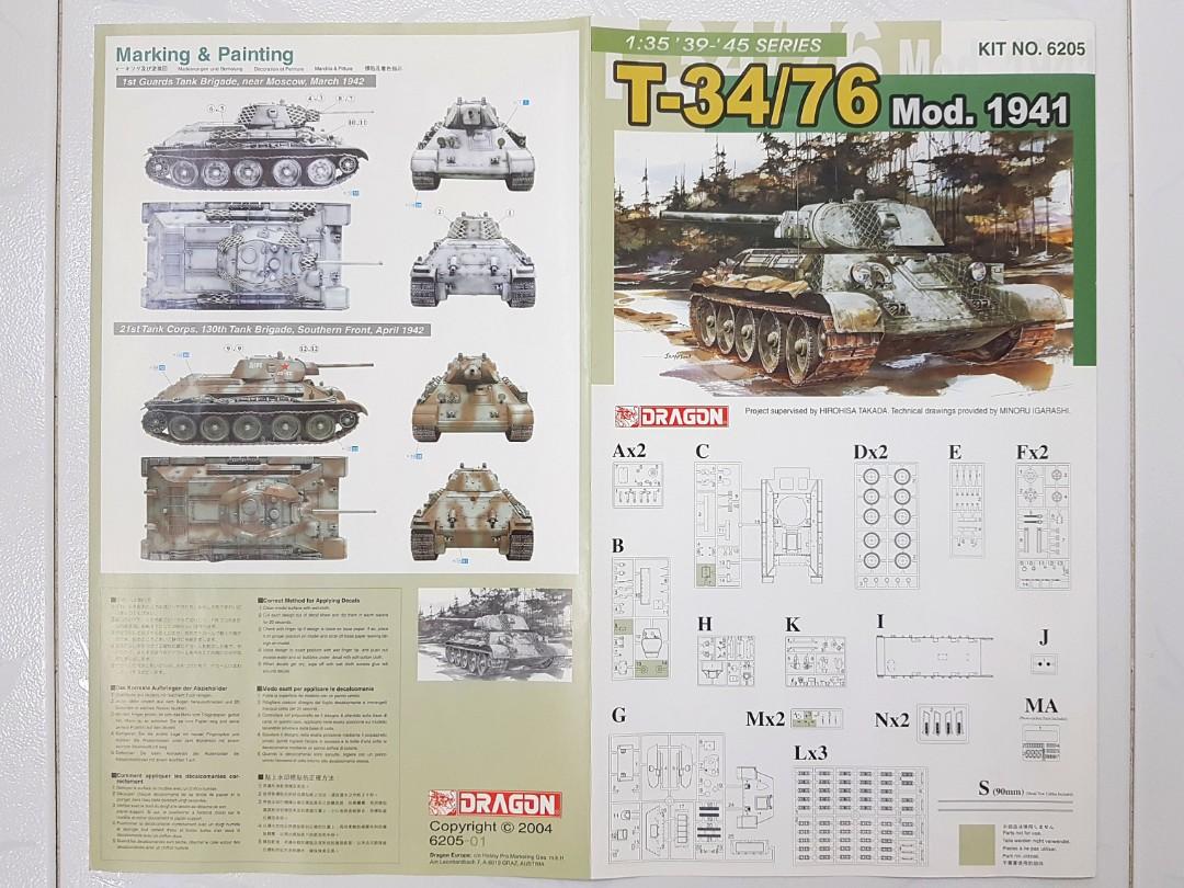 1/35 #6205 Dragon Russian Medium Tank T-34/76 Mod. 1941 c/w Highly ...