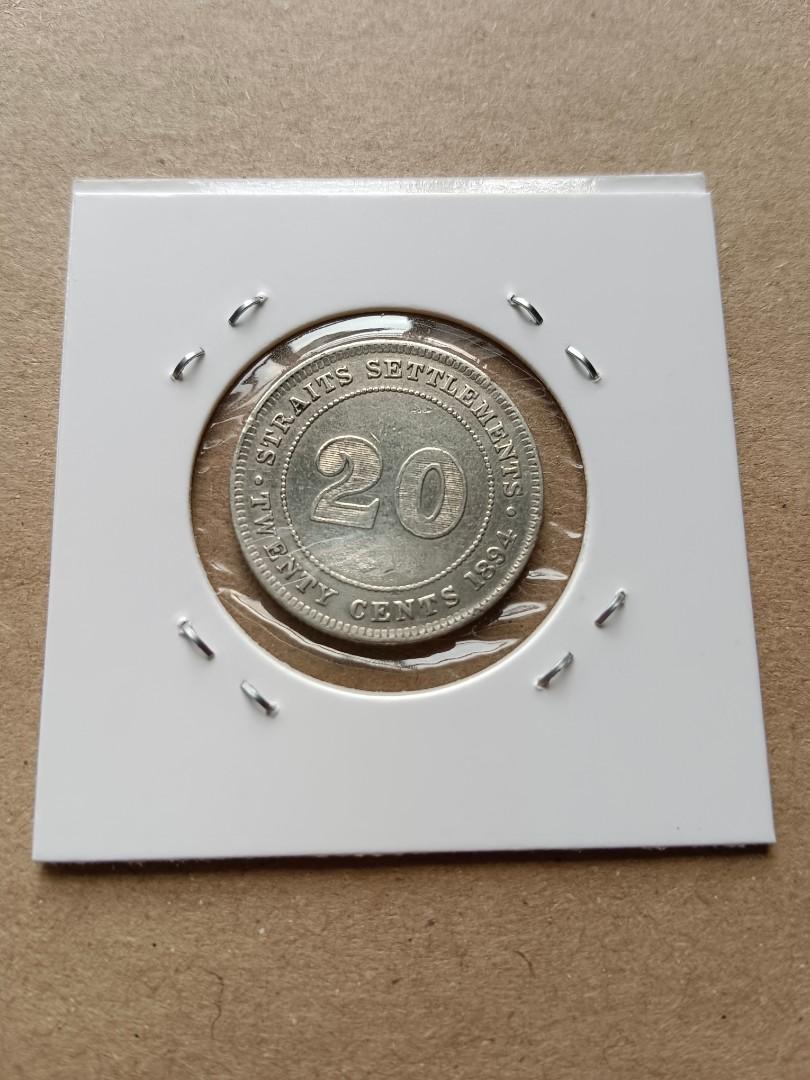 1894 Victoria Queen Straits Settlements EF Twenty Cents ( Silver .800 ...