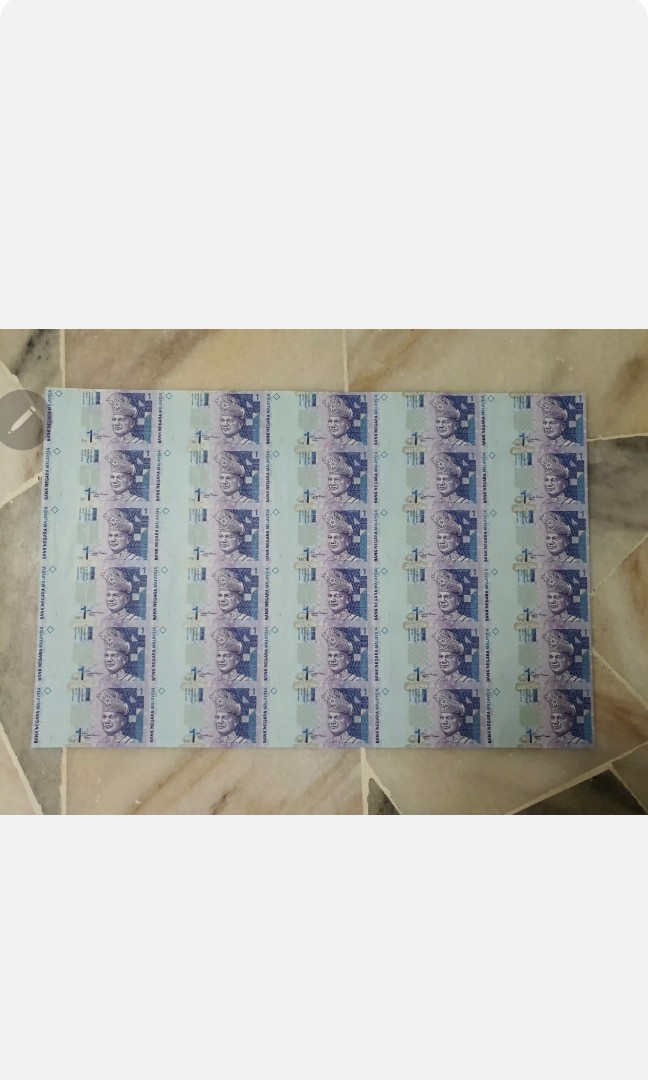 AA ringgit 1 Malaysia uncut note paper money 30in1 rm1 fresh, Hobbies ...