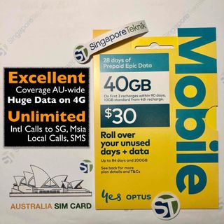 AUSTRALIA ESIM 60GB DATA 5G 4G Prepaid SIM Card Optus AU Sydney ...