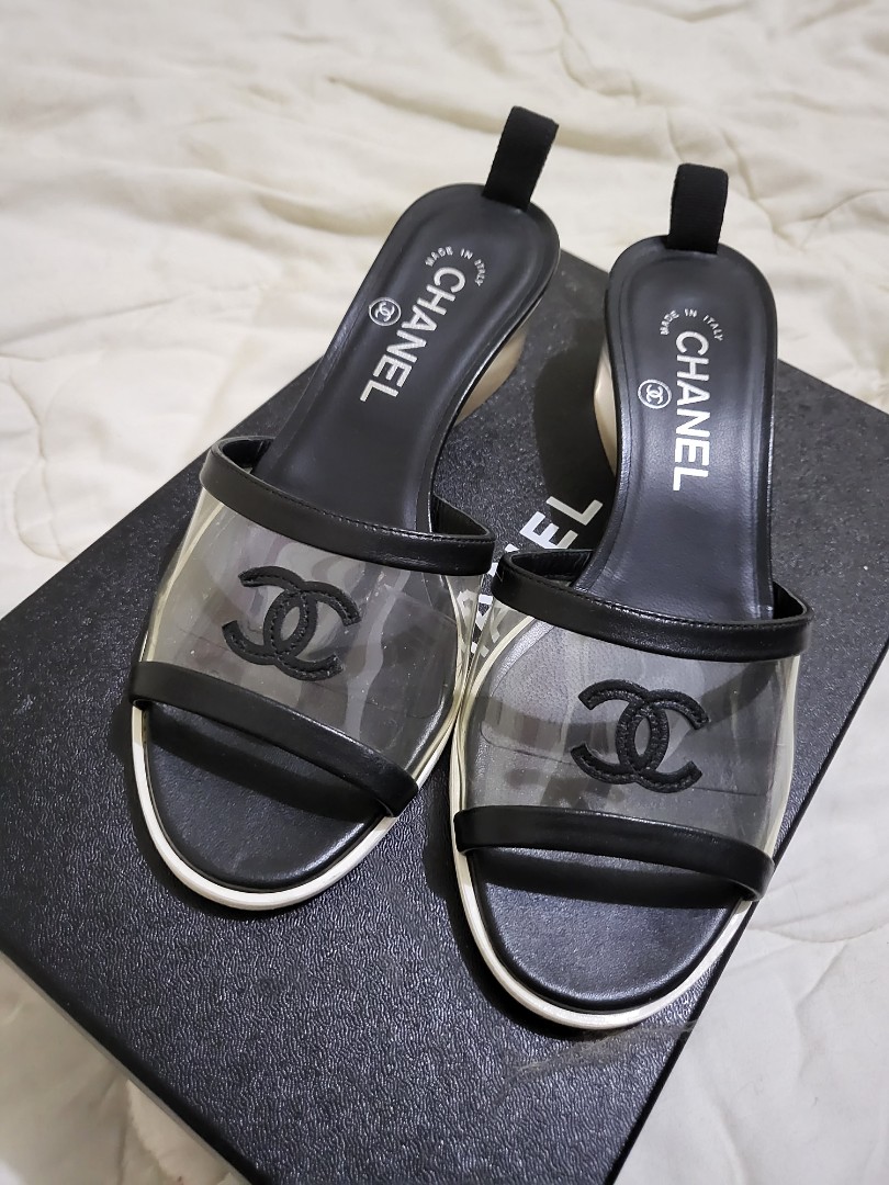 Chanel Sandals PVC, Women's Fashion, Footwear, Flats & Sandals on Carousell