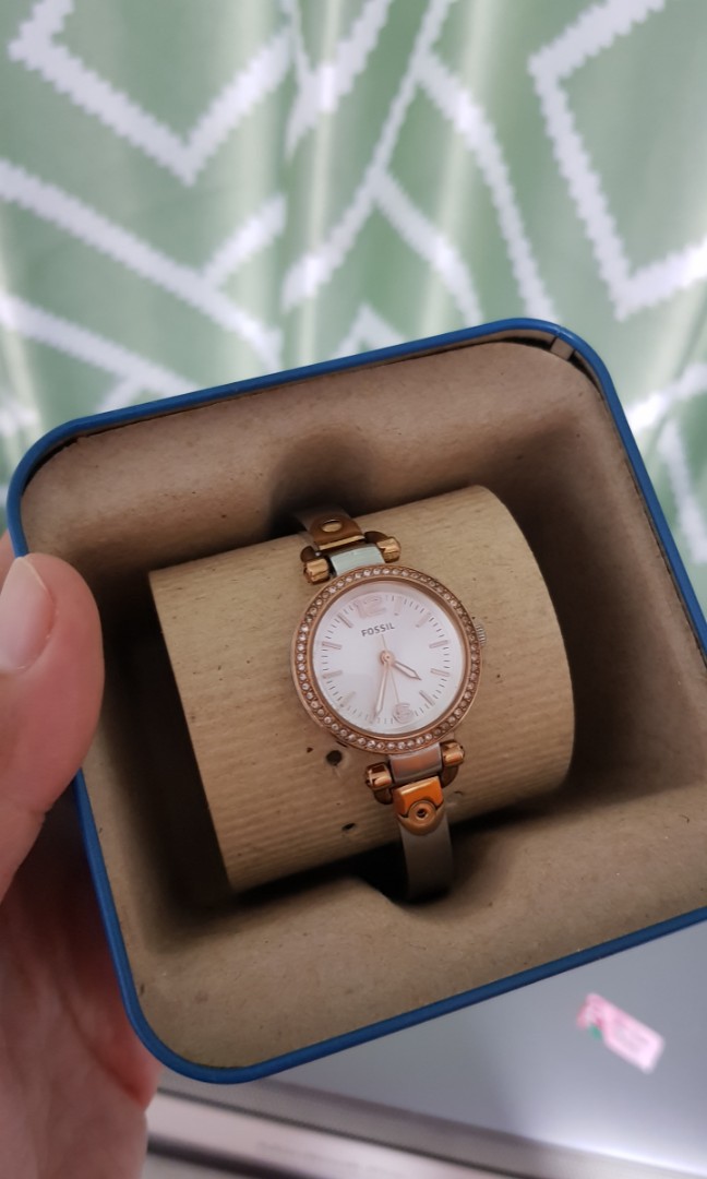 Fossil woman watch with diamond, Barang Mewah, Jam Tangan di Carousell