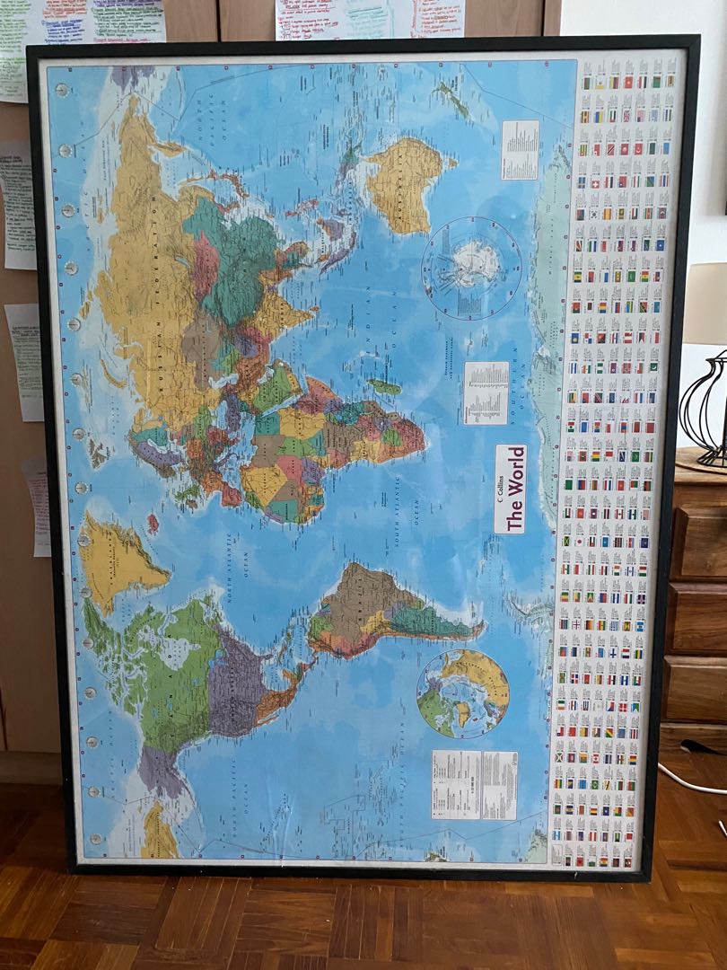 FRAMED WORLD MAP, Furniture & Home Living, Home Decor, Wall Decor on ...