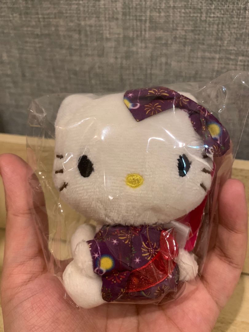 Hello Kitty in Purple Fireworks Yukata Mascot Plush with Strap, Hobbies ...