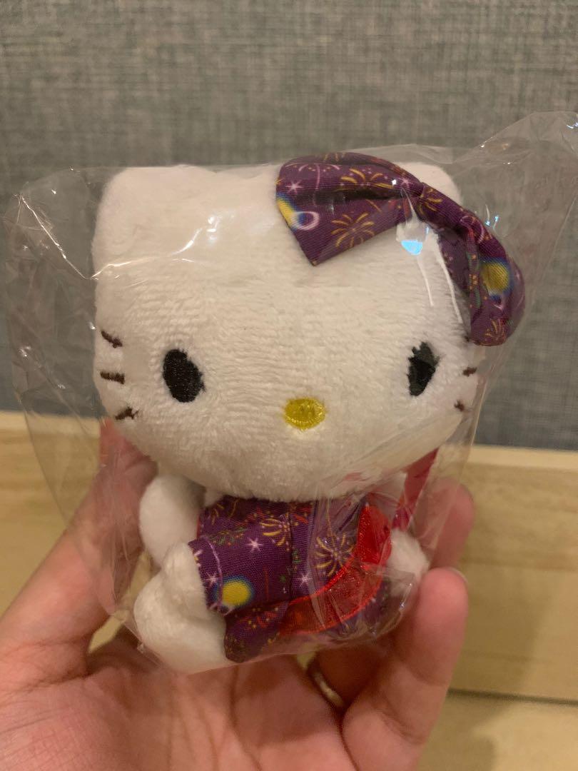 Hello Kitty in Purple Fireworks Yukata Mascot Plush with Strap, Hobbies ...