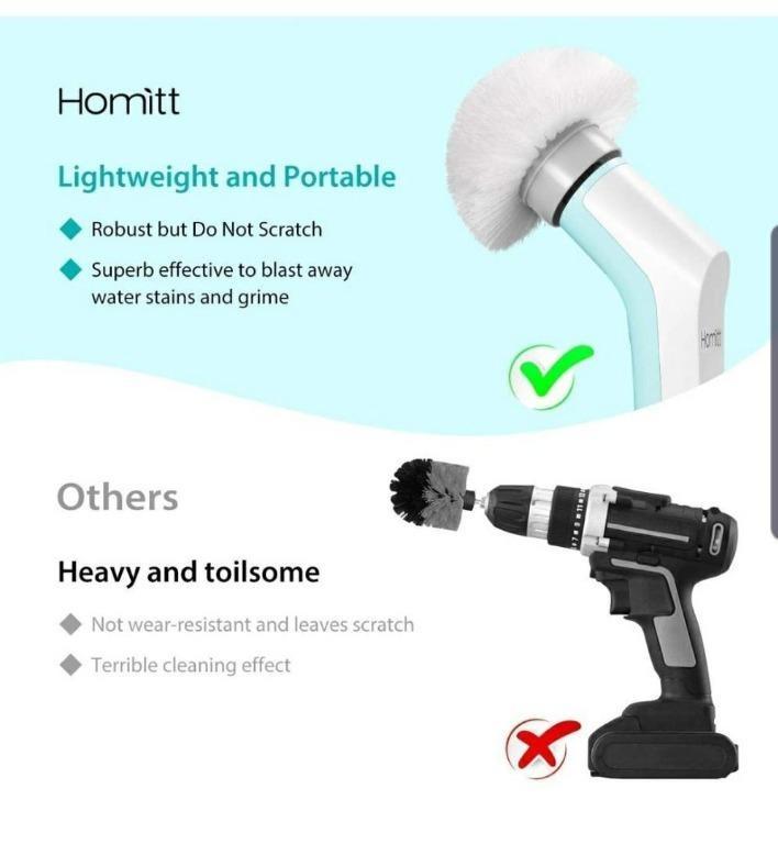 Homitt Electric Spin Scrubber Power Brush Shower Scrubber, Cordless and ...