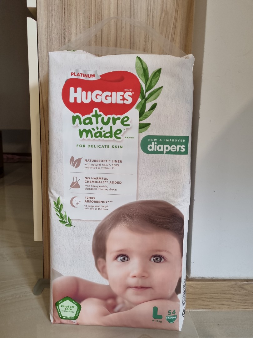 Huggies nature made L size tape diaper, Babies & Kids, Bathing ...