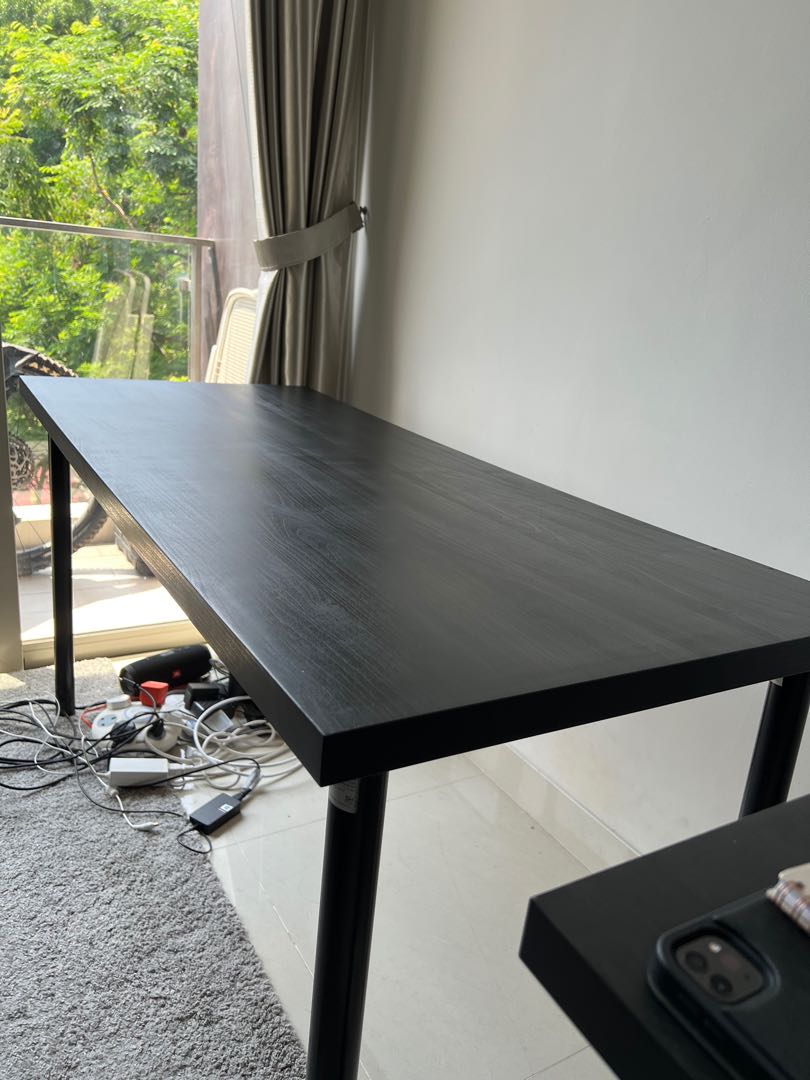 IKEA study Table : 140 * 60 cm : Black - Brown, Furniture & Home Living ...