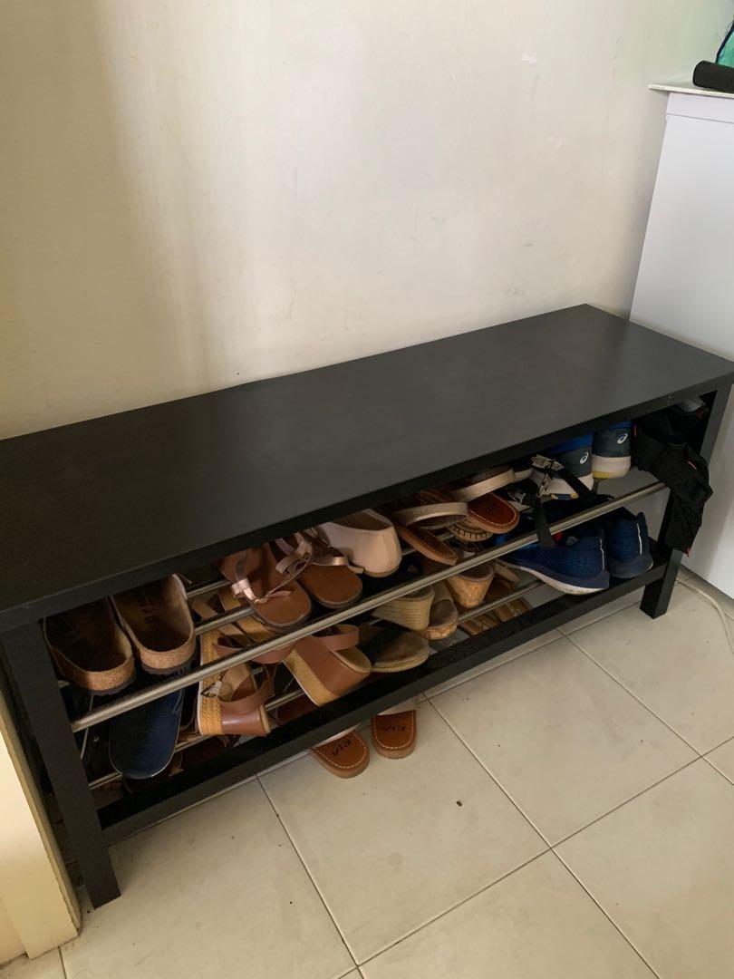 IKEA Tjusig black shoe rack, Furniture & Home Living, Furniture ...