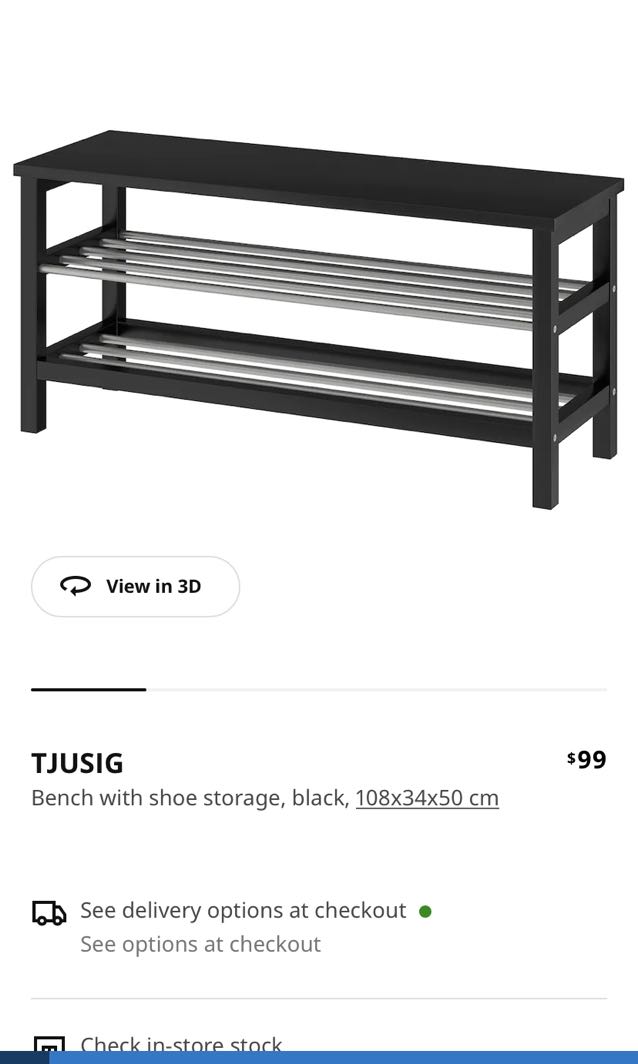 IKEA Tjusig black shoe rack, Furniture & Home Living, Furniture ...