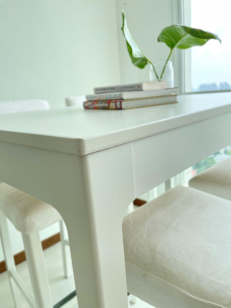 Ikea White Bar Table Set, Furniture & Home Living, Furniture, Tables ...