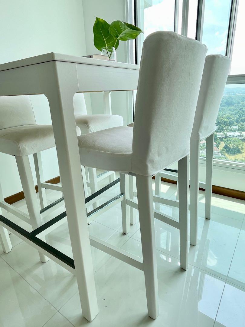 Ikea White Bar Table Set, Furniture & Home Living, Furniture, Tables ...