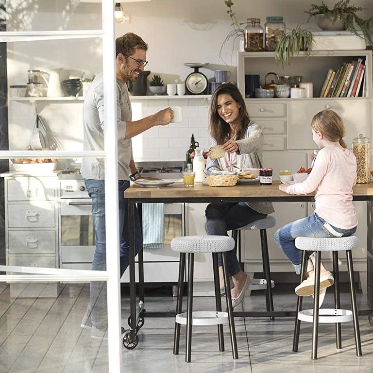 KETER Cozy Knit Indoor/Outdoor Counter Stools | Set of 2 | White ...