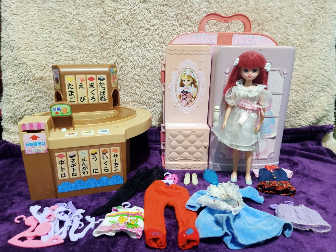 LICCA BUNDLE SET - LICCA DOLL, DRESSER with CLOTHES/ACCESSORIES, SUSHI ...