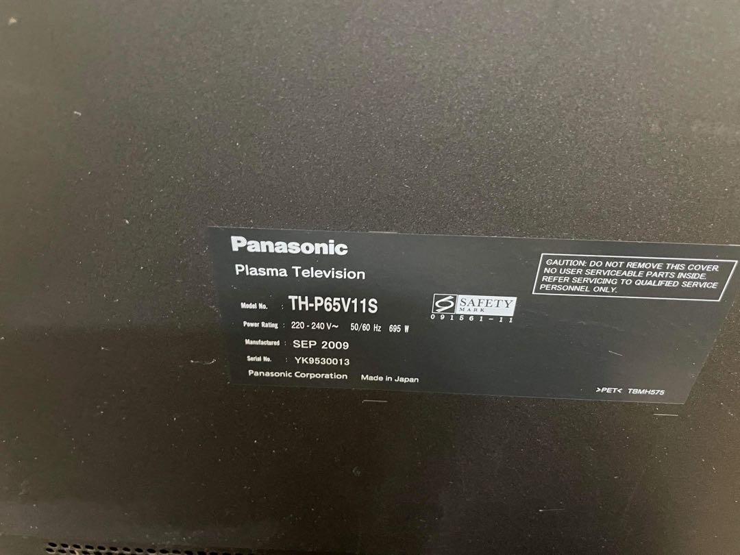 Panasonic 65 inch plasma tv, TV & Home Appliances, TV & Entertainment ...