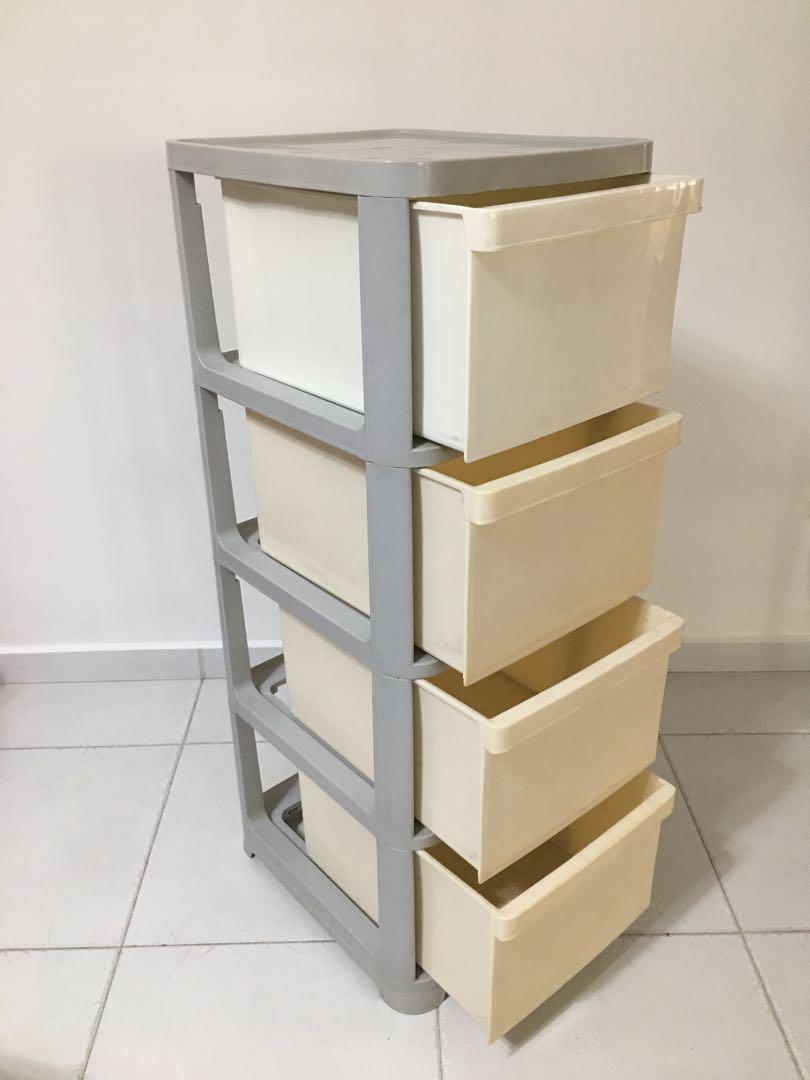 Plastic 4-tier storage drawer, Furniture & Home Living, Furniture ...