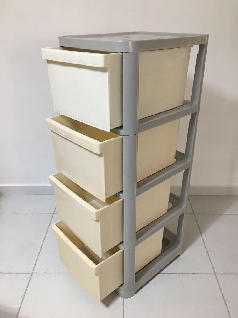 Plastic 4-tier storage drawer, Furniture & Home Living, Furniture ...