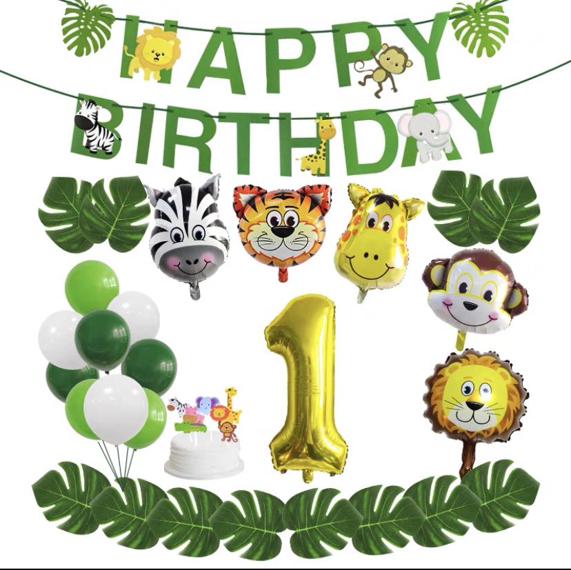 (Ready Stock)Jungle Theme Birthday Decor Set, Hobbies & Toys ...