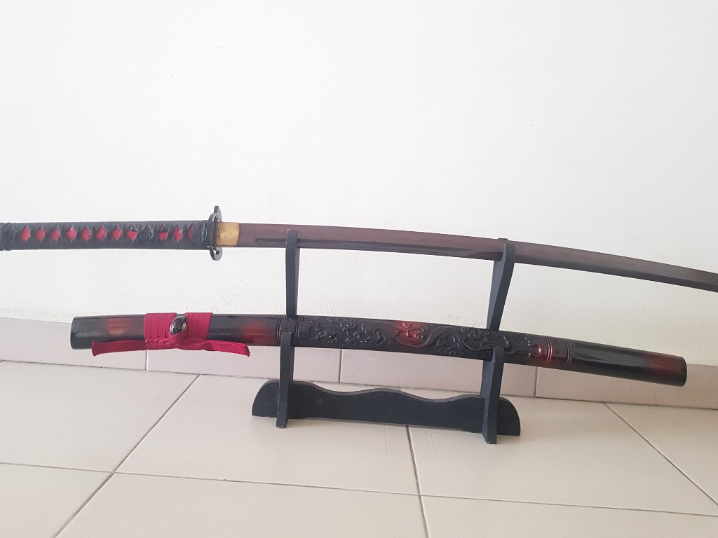 Red Damascus Custom Made Katana, Hobbies & Toys, Memorabilia ...