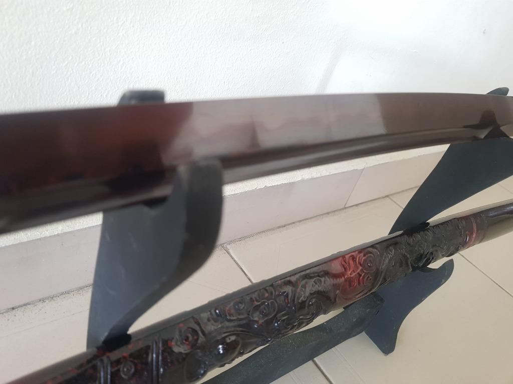Red Damascus Custom Made Katana, Hobbies & Toys, Memorabilia ...