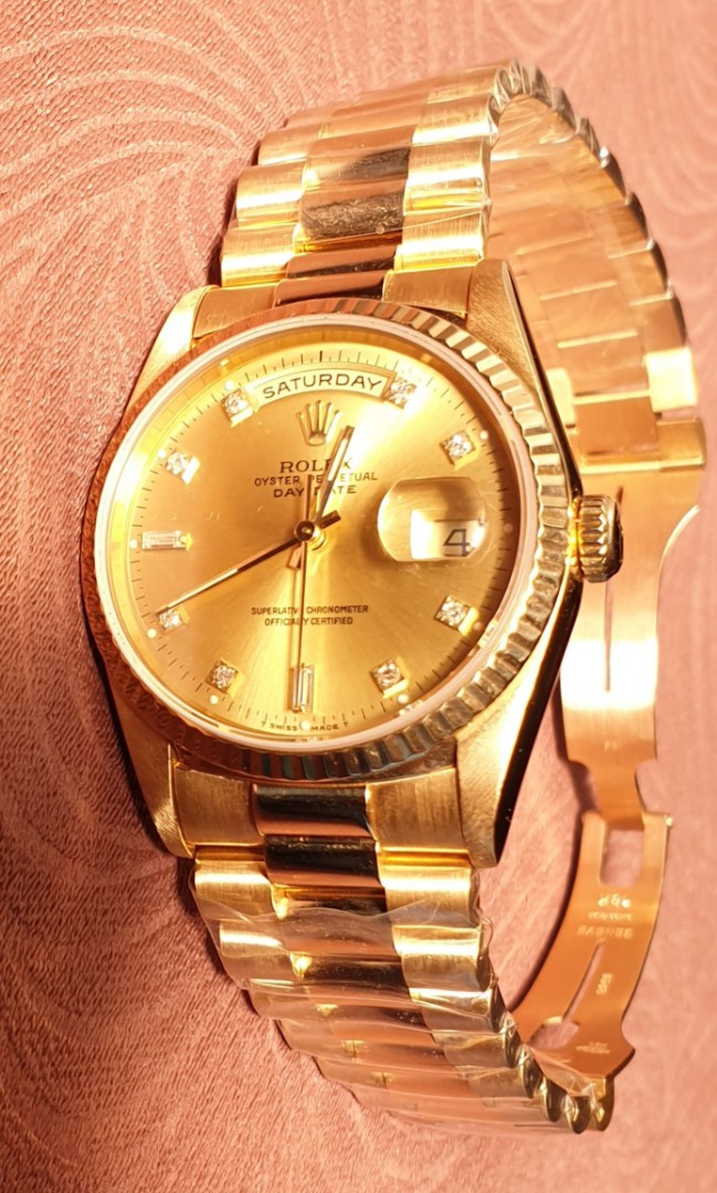Rolex 18K Solid Gold Day-Date President with Diamonds (Rare Find ...