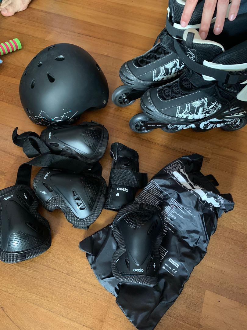 Rollerblades set with helmet and protections, Sports Equipment, Sports ...