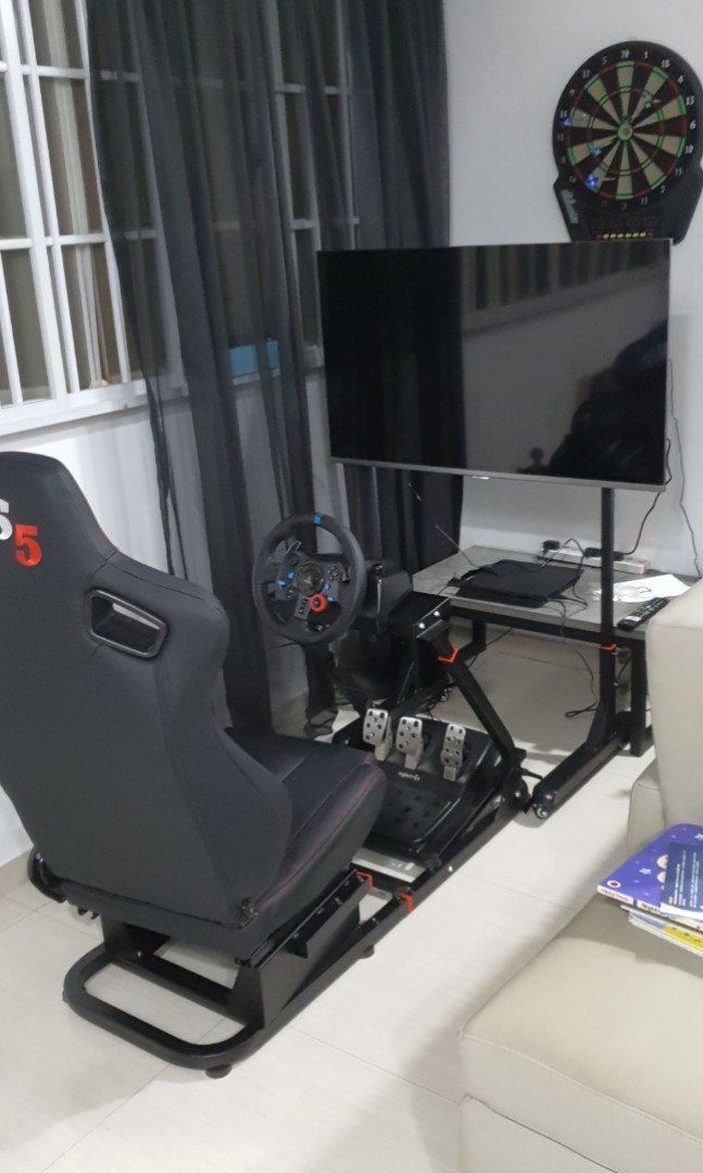 S5 racing rig set to go with PS4 +G29 shifter TV & stand, Video Gaming ...