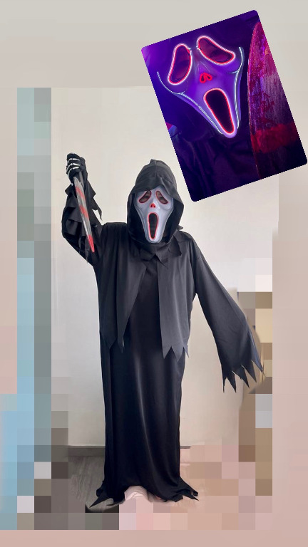 Scream Costume with LED Mask, Hobbies & Toys, Toys & Games on Carousell