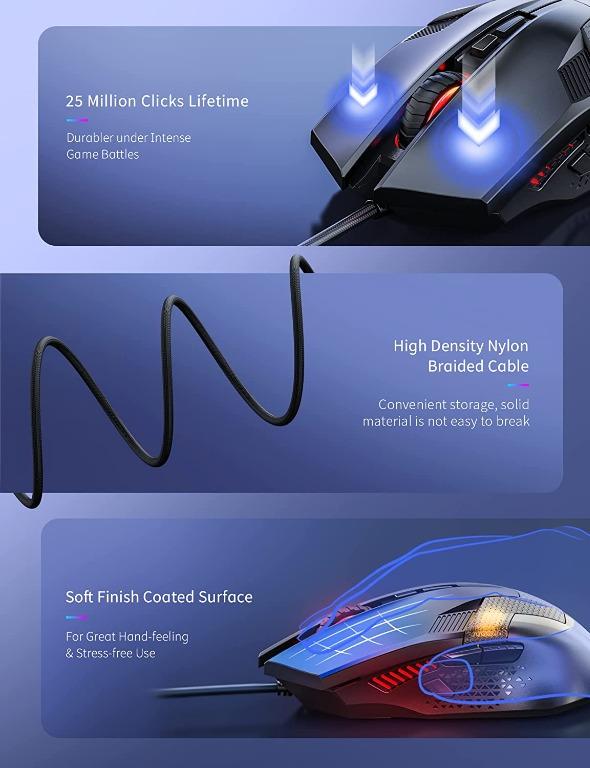 TeckNet Raptor M268 Six Button 3200DPI Gaming Mouse -Black, Computers ...