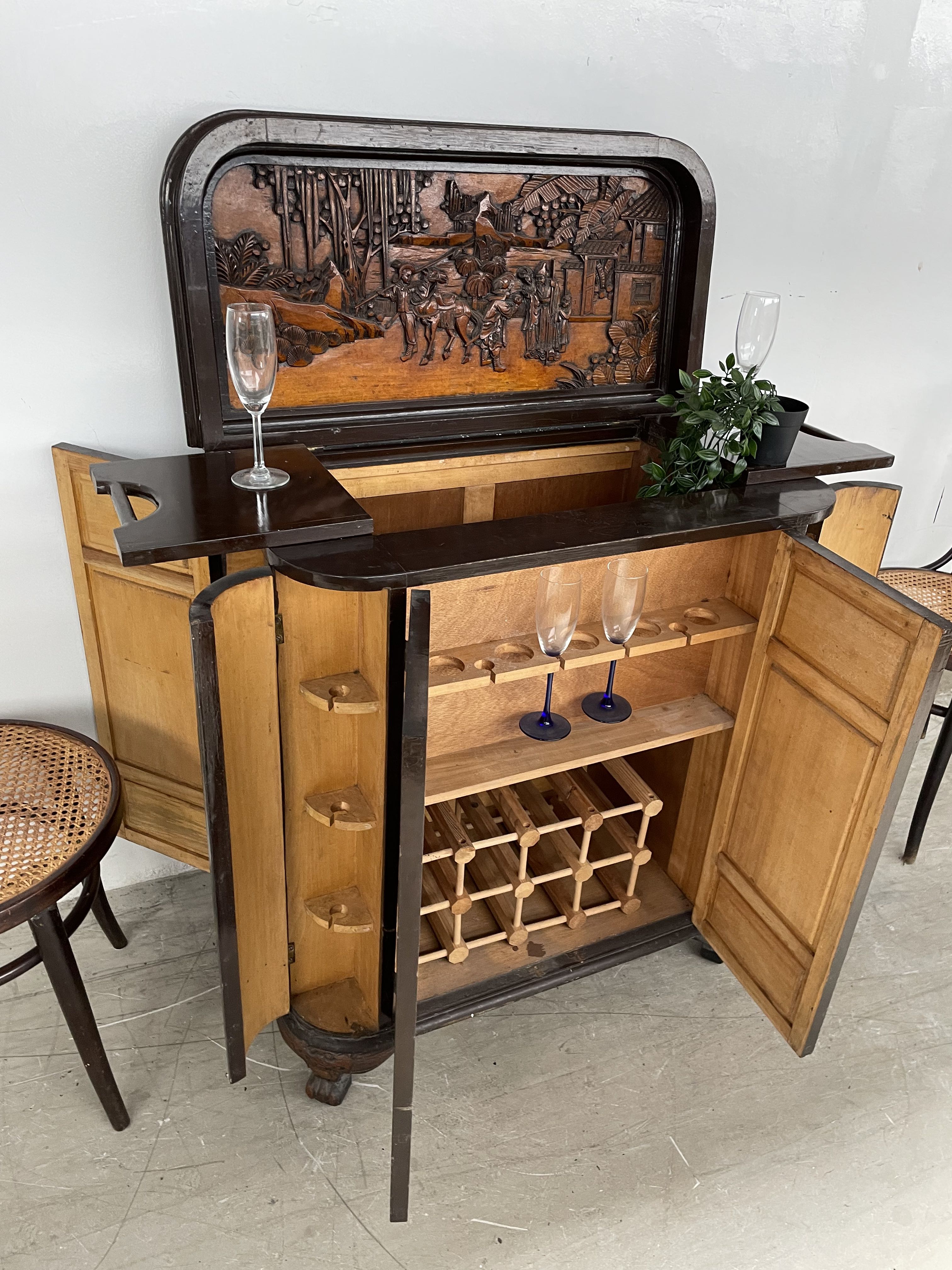 Vintage carved mini Bar cabinet counter, Furniture & Home Living ...