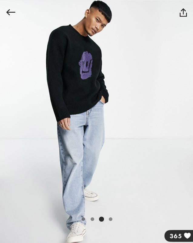 Weekday Drippy Face Knitted Jumper, Men's Fashion, Tops & Sets, Hoodies ...
