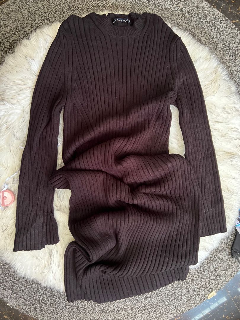 Zara Ribbed Knit, Women's Fashion, Dresses & Sets, Dresses on Carousell
