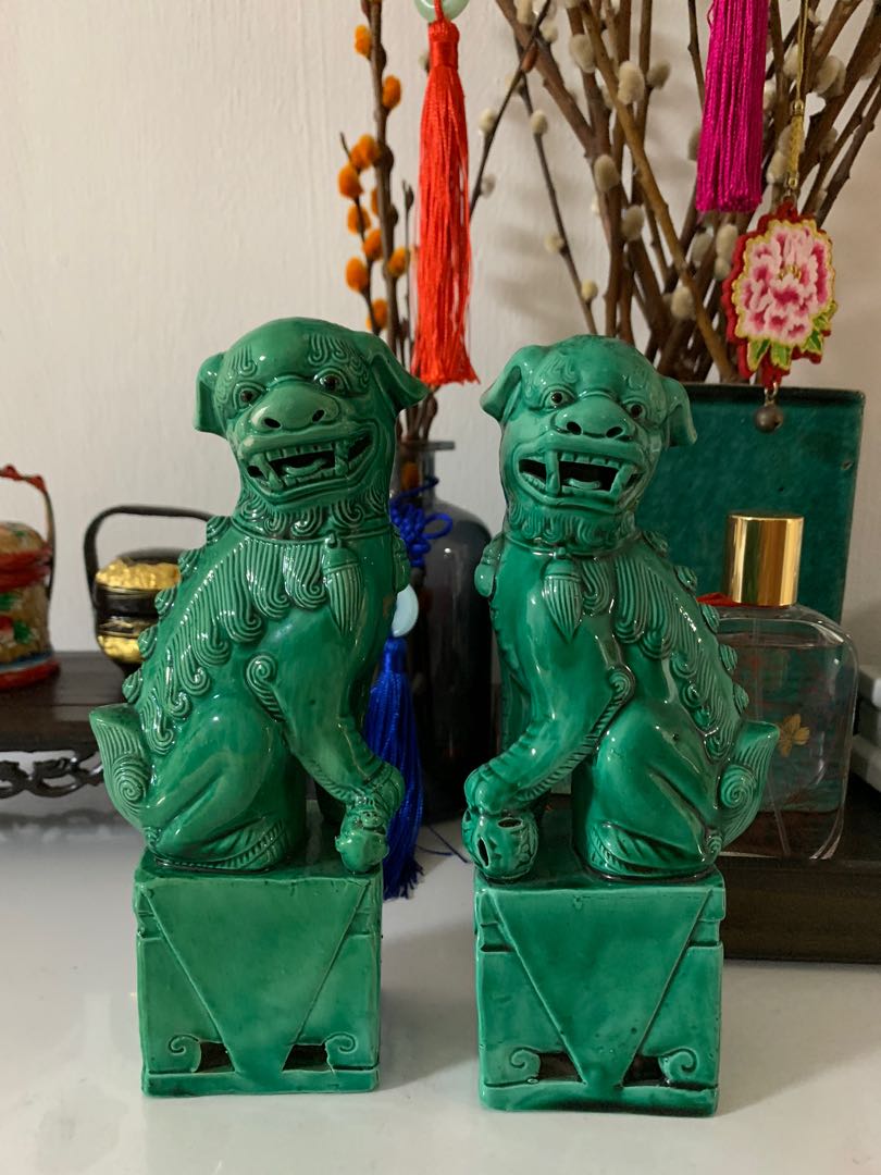 Antique Emerald Foo Dogs, Hobbies & Toys, Memorabilia & Collectibles ...