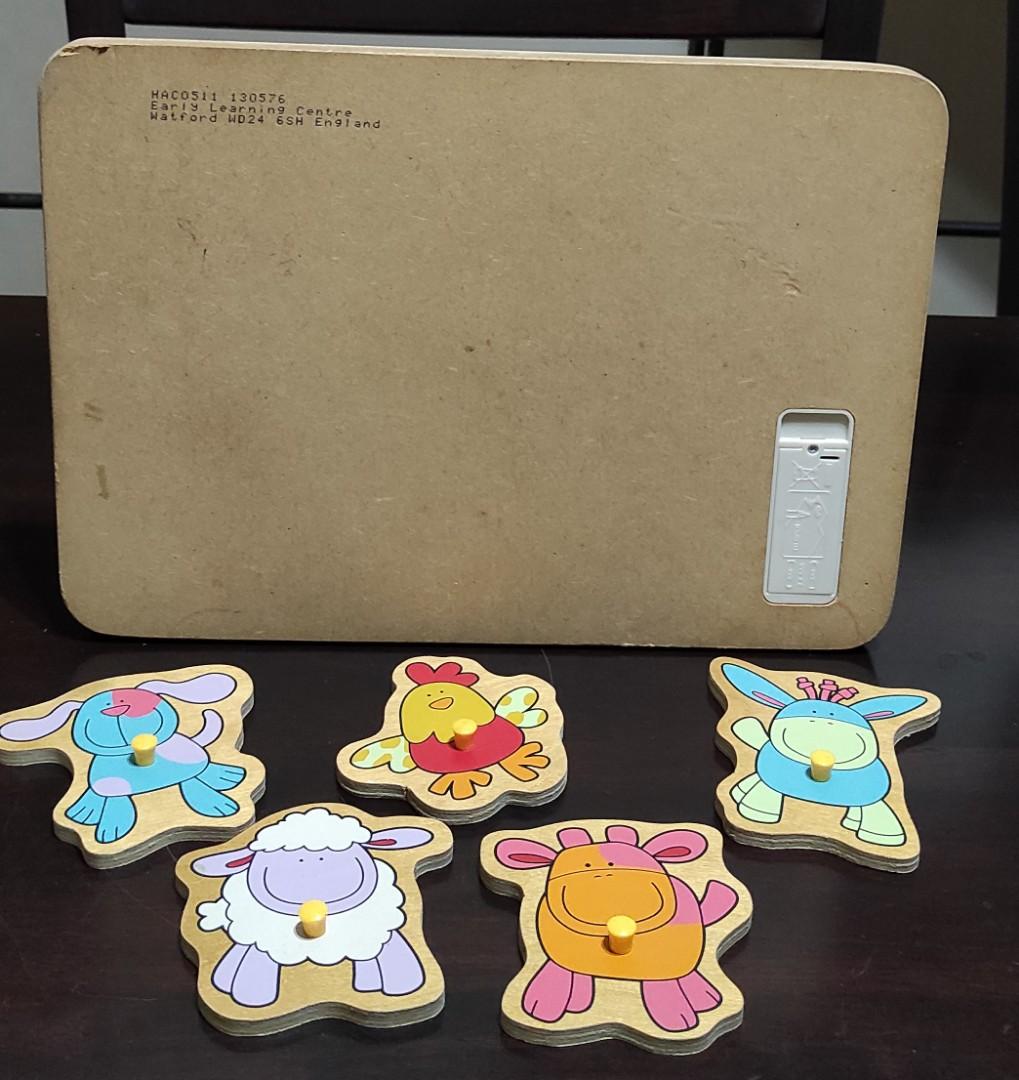 Early Learning Centre ELC Farm Animal Sounds Lift-Out Pegged Wooden ...