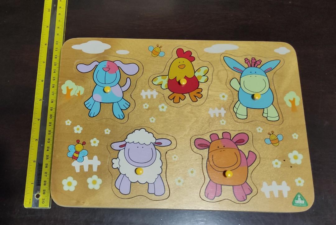 Early Learning Centre ELC Farm Animal Sounds Lift-Out Pegged Wooden ...