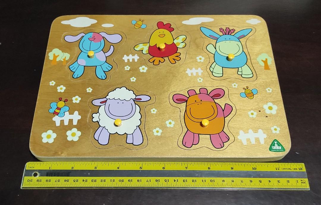 Early Learning Centre ELC Farm Animal Sounds Lift-Out Pegged Wooden ...