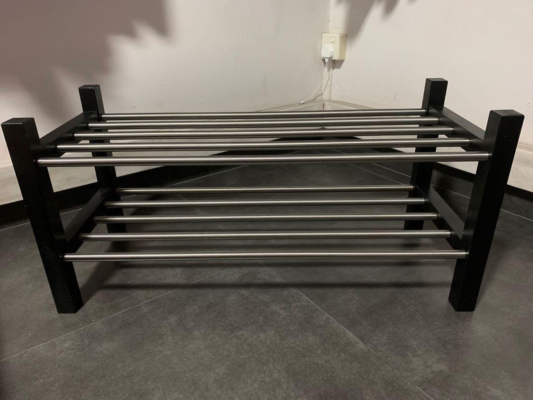 IKEA TJUSIG black shoe rack, Furniture & Home Living, Furniture ...