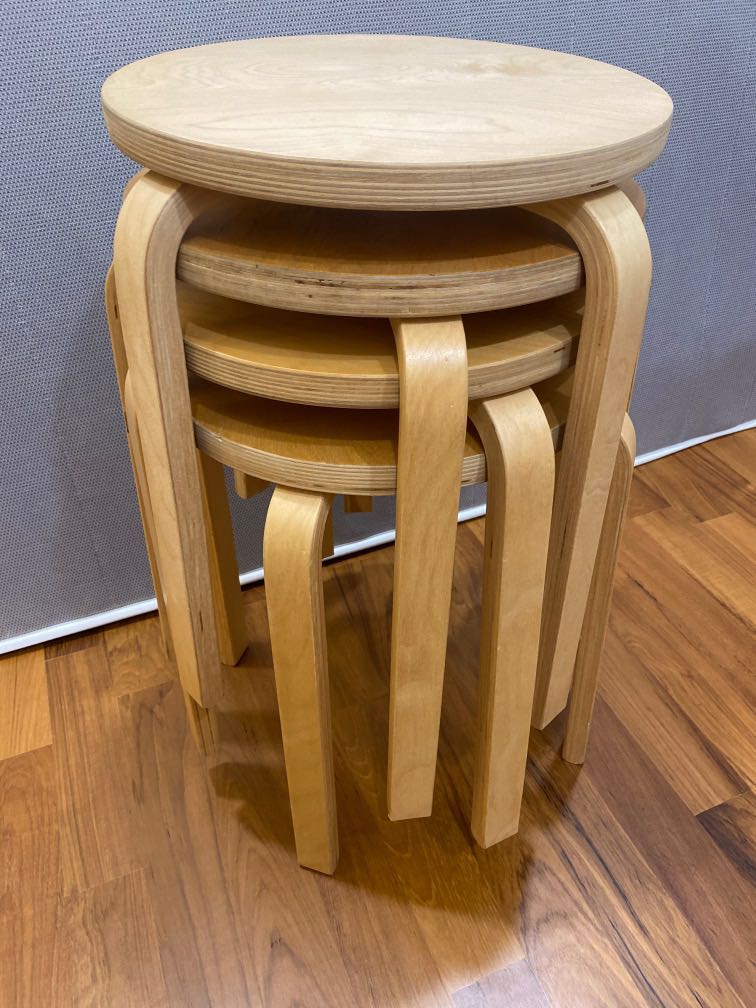 IKEA Wooden Stool, Furniture & Home Living, Furniture, Chairs on Carousell