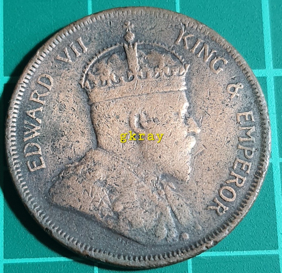 King Edward 7 Coin one 1 cent Vintage Strait Settlement, Hobbies & Toys ...