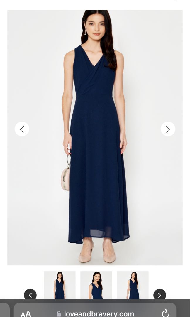 Love and bravery maxi blue v neckline, Women's Fashion, Dresses & Sets ...