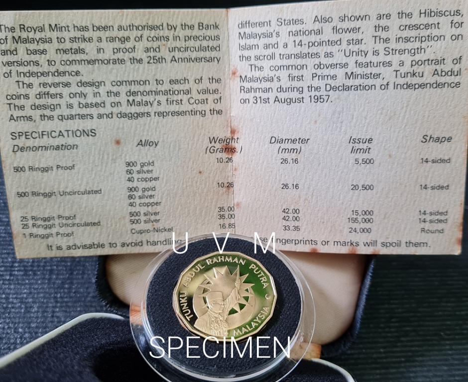 Malaysia Gold Coins Commemorating The 25th Anniversary of Independence ...