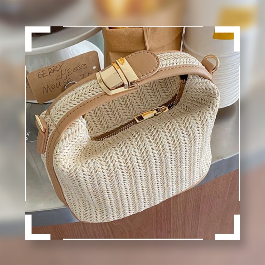 Mini straw pouch bag crossbody/hand carry, Women's Fashion, Bags ...