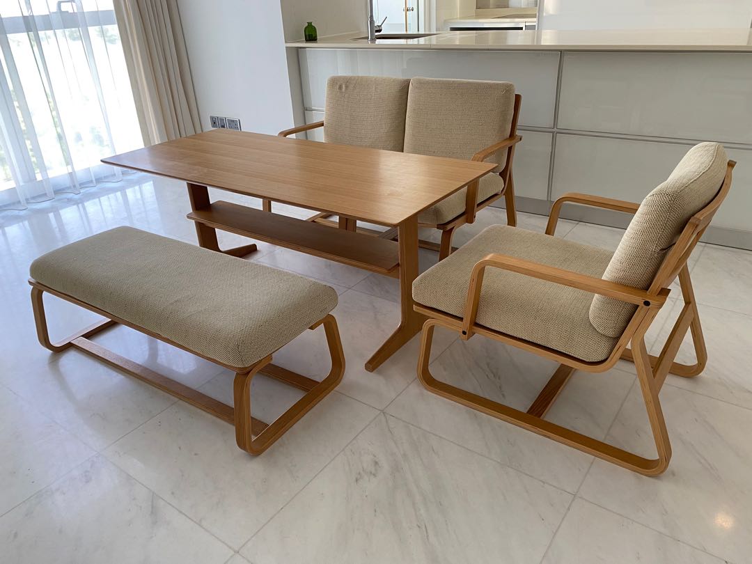 Muji Dining Table and Chairs Set, Furniture & Home Living, Furniture ...