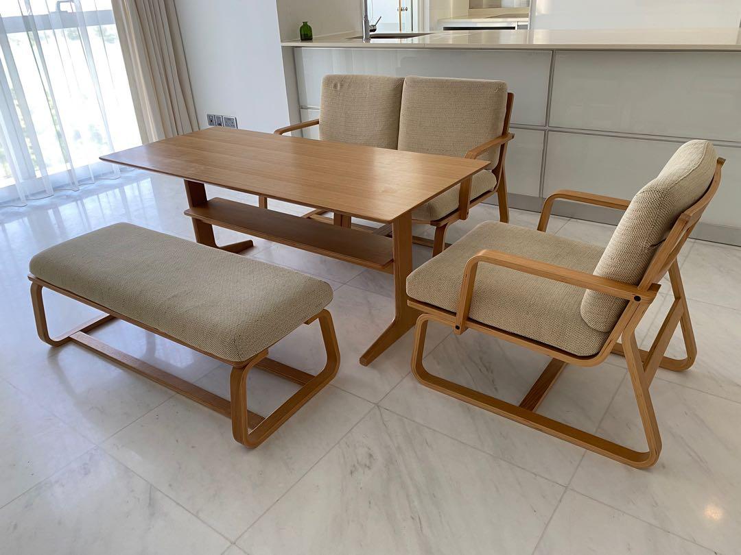 Muji Dining Table and Chairs Set, Furniture & Home Living, Furniture ...