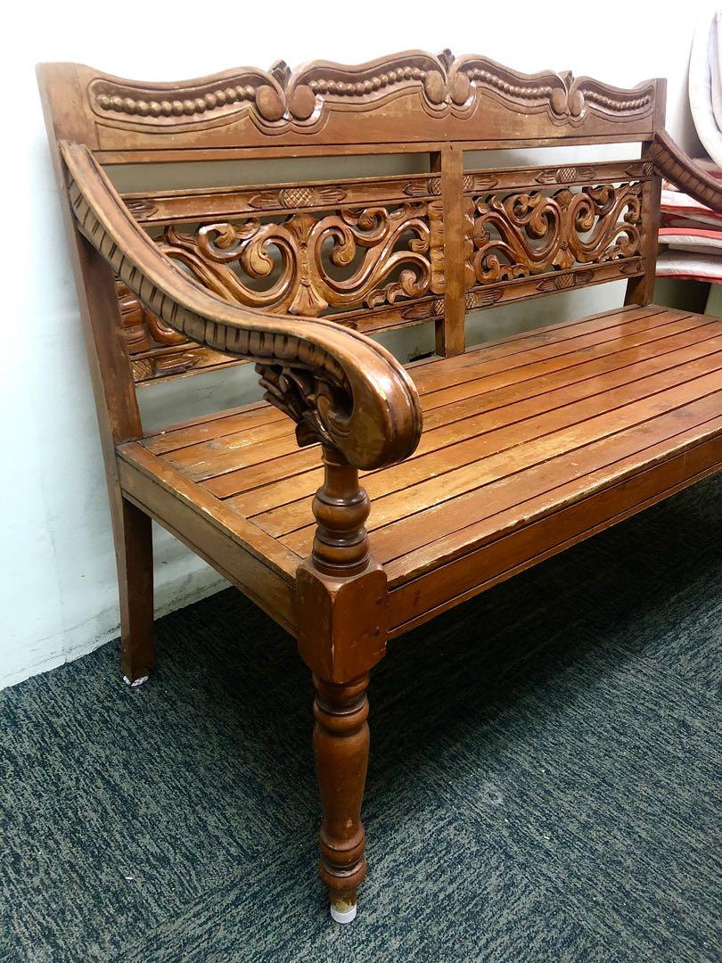 Original Balinese teakwood bench, Furniture & Home Living, Furniture ...