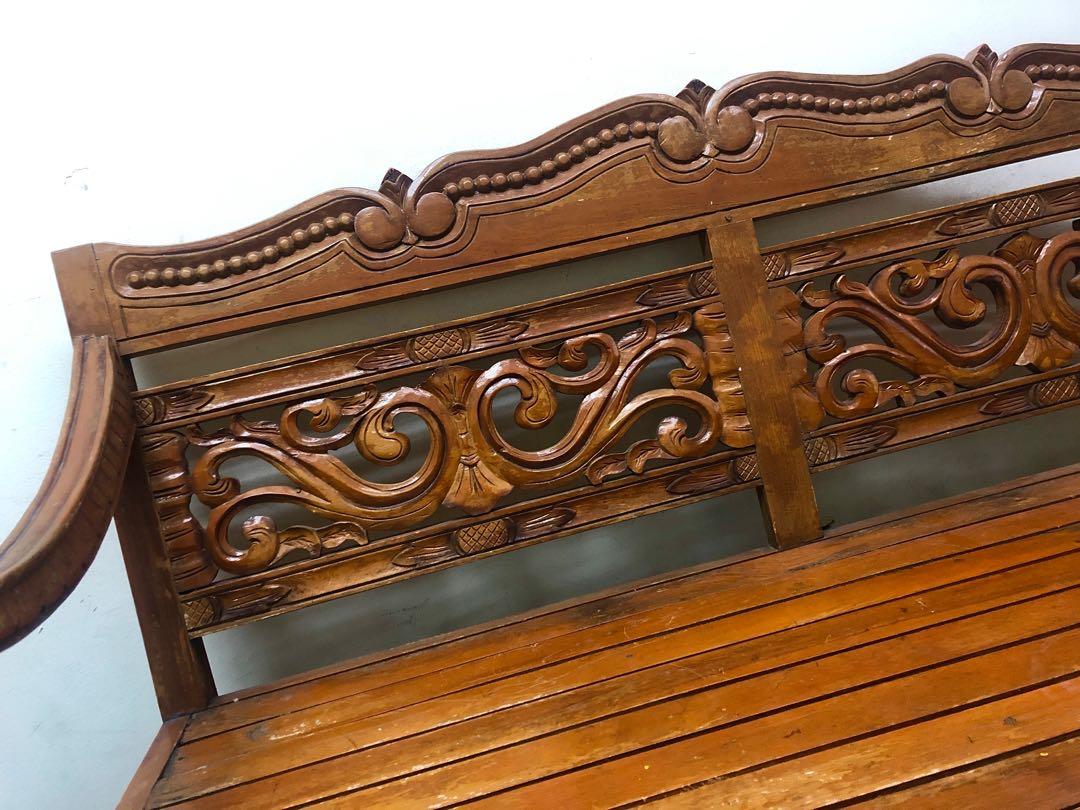 Original Balinese teakwood bench, Furniture & Home Living, Furniture ...